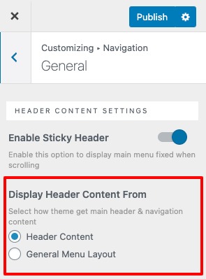 What’s different between header creator options using “General Menu ...