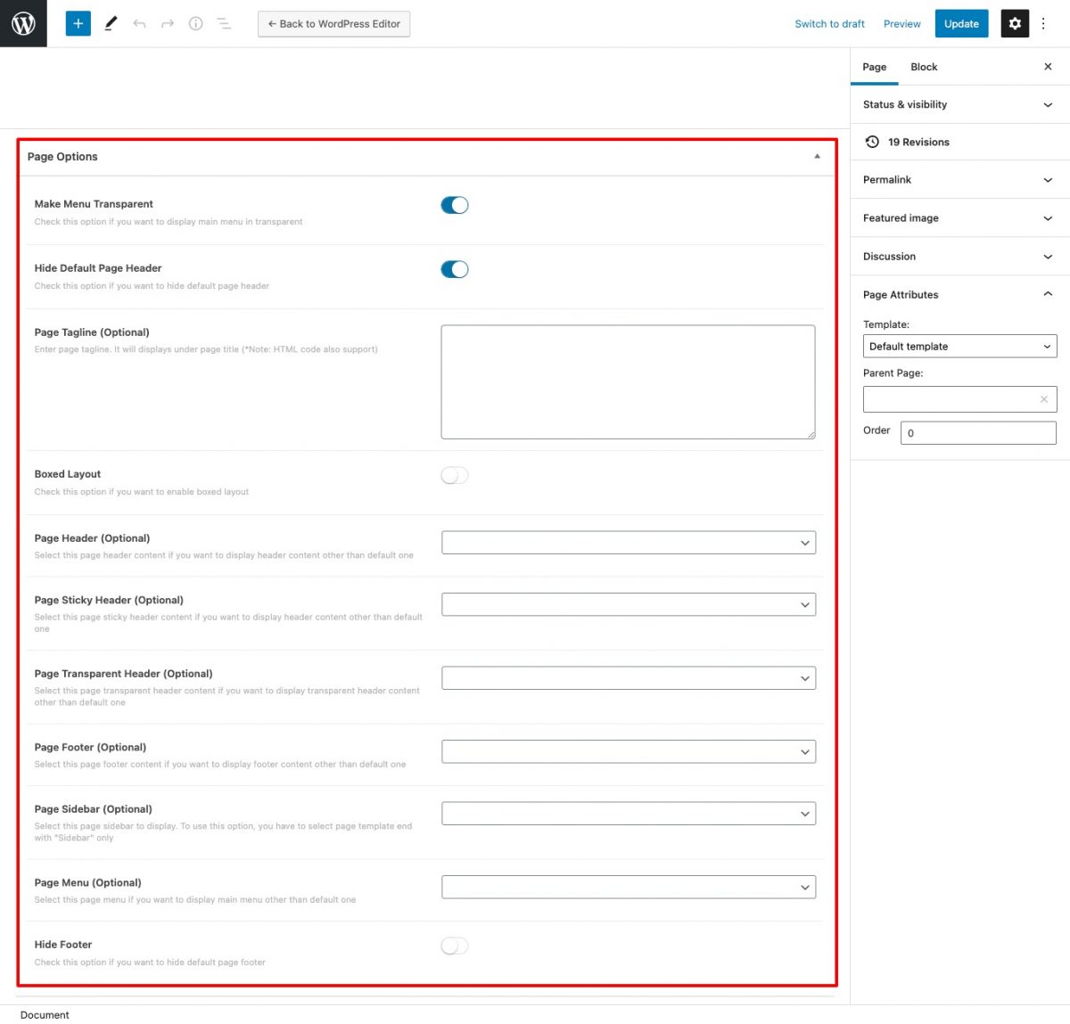 Page Options – ThemeGoods Documentations