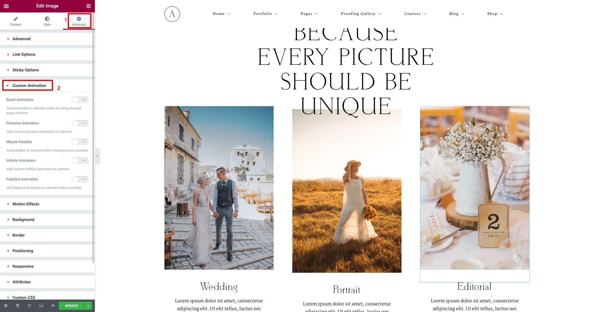 Add animation to Elementor widget – ThemeGoods Documentations