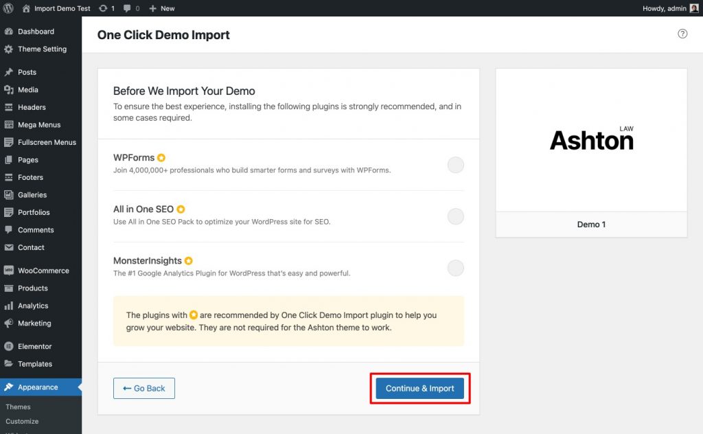 Import Demo Site – Themes Documentations
