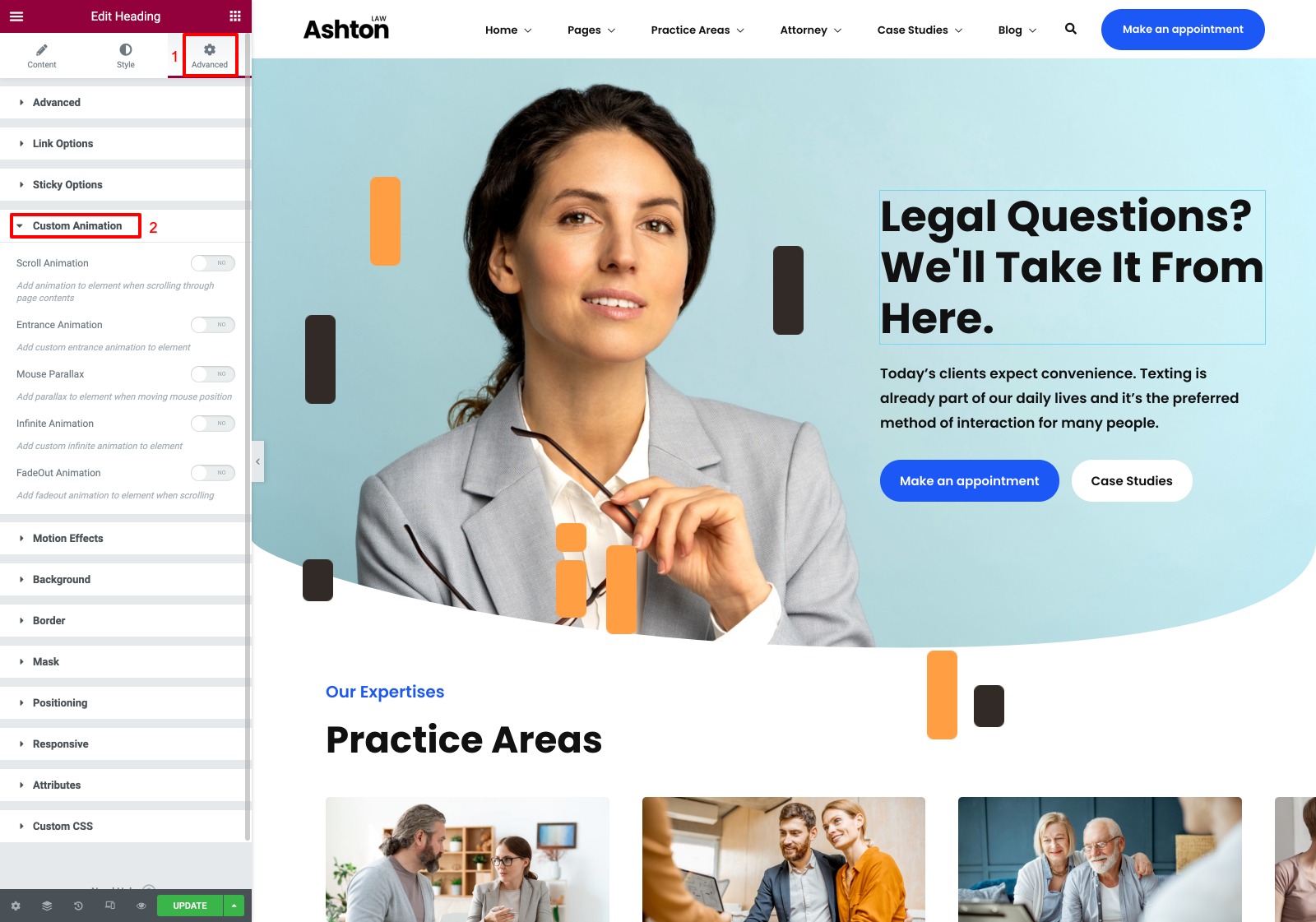 Add Animation To Elementor Widget Themegoods Documentations