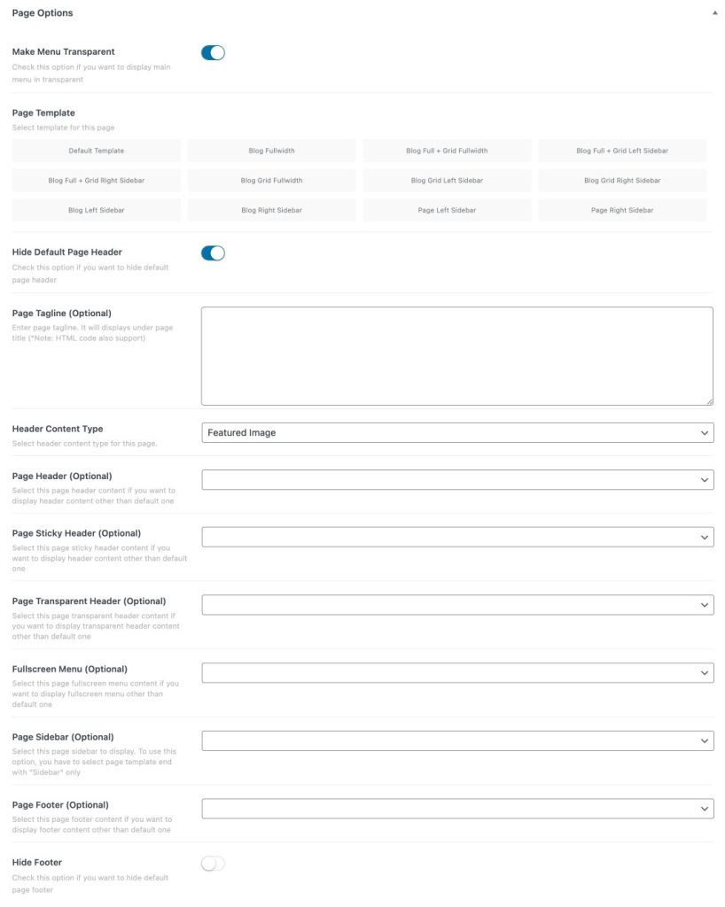 Page Options – ThemeGoods Documentations