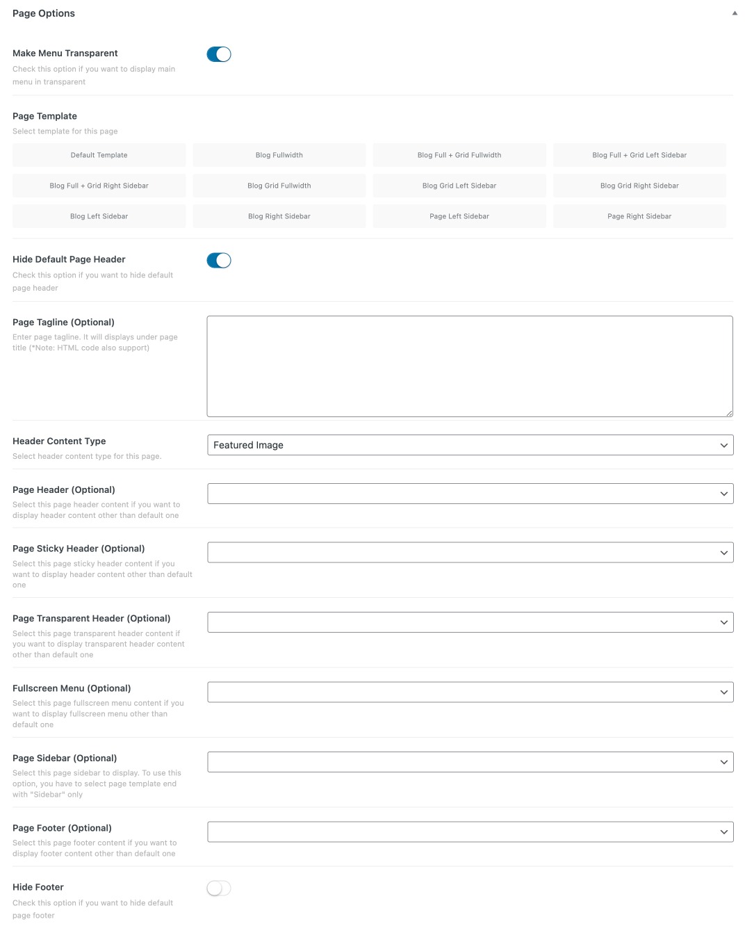 Page Options – ThemeGoods Documentations