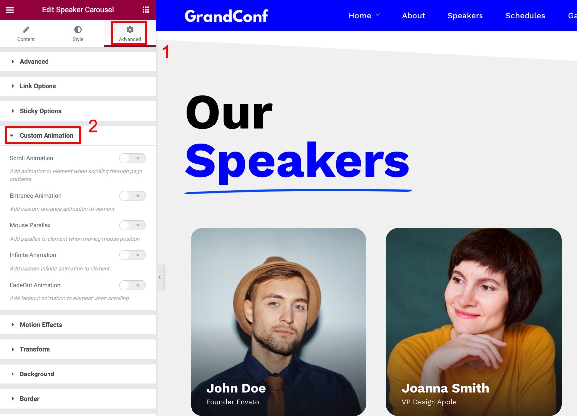 Add animation to Elementor widget – ThemeGoods Documentations