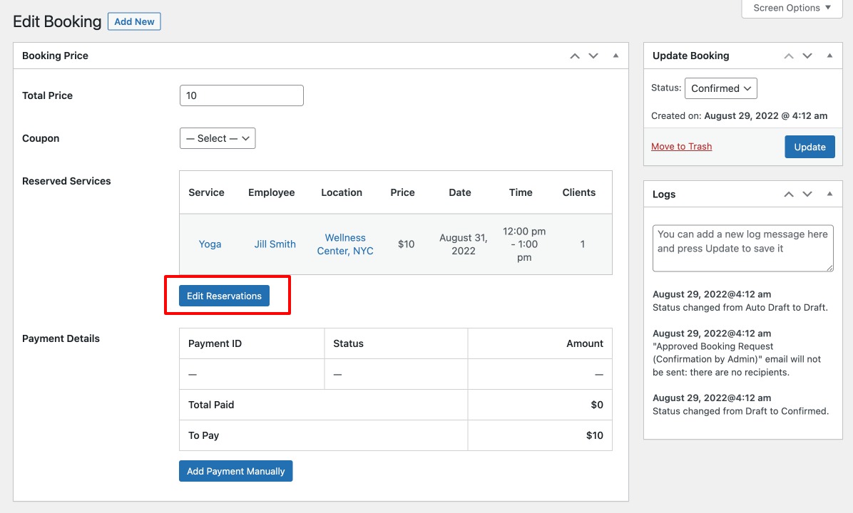 Manage bookings – ThemeGoods Documentations