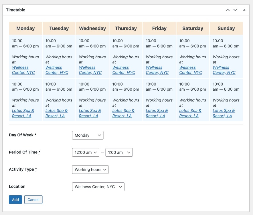 How to create employee schedules – ThemeGoods Documentations