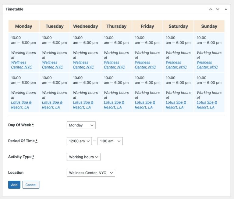 How to create employee schedules – ThemeGoods Documentations